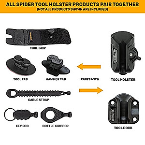 Spider Tool Holster - Tool Docks - Pack of Four - Easy to Install, Spider Compatible Tool Docking Stations for use on Garage Boards, Work Benches, Tool Boxes, Ladders and More