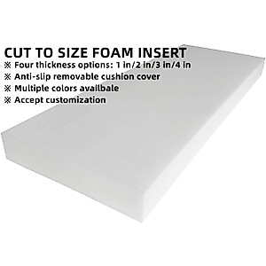 SINCERE Custom Size Bay Window Bench Pillow, Fireplace Hearth Cushion Pad, Made to Order Foam Seat Cushion, Personalized Non-Slip Bench Pad for Indoor Furniture, Sofa/Swing Cushion Replacement, Black