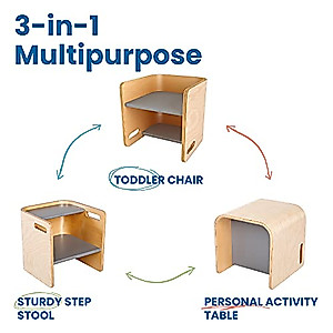 ECR4Kids Bentwood Multipurpose Cube Chair, Kids Furniture, Grey