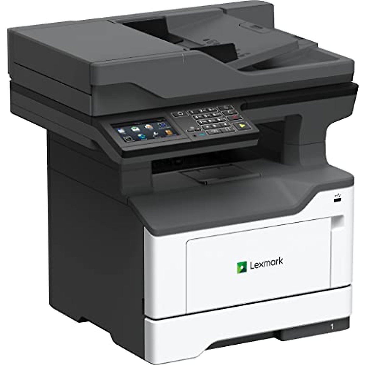 Lexmark MX521de Monochrome All-in One Laser Printer, Scan, Copy, Network Ready, Duplex Printing and Professional Features, Print Speed 46 ppm, Grey, 4.3 inch Touchscreen (36S0800)