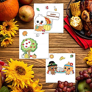 Thanksgiving Place Cards Crafts Table Settings 120PCS Color Your Own Cards Thanksgiving Crafts for Kids Table Name Place Card Fall Harvest