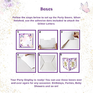 195 Pc Butterfly Baby Shower Decorations for Girl with Pink and Purple Butterfly Balloon Arch Kit, Baby Girl Boxes, Backdrop, Tablecloth, Sash, Cake and Cupcake Toppers, Crown and more