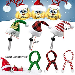 ShuRung 12Pcs Christmas Pet Chicken Hat Scarf Small Animal Xmas Santa Mini Chick Guinea Pig Bunny Hats with Adjustable Chin Strap for Duck Hamster Chinchilla Pets, Green,Black