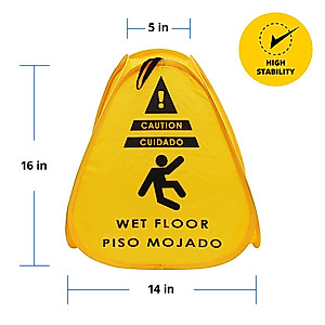 3 Pack Pop-up Caution Wet Floor Sign 16in for Restaurant, Commercial and Industrial Safety