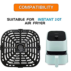 Air Fryer Grill Pan for Instants Vortex 2QT Mini Air Fryer Oven, Premium Air Fryer Grill Crisper Plate, Air Fryer Grate Grid with Rubber Tabs for Instants 2QT Air Fryer, Nonstick, Dishwasher Safe