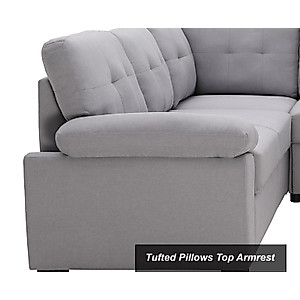 Sleeper Sofa Couch Bed with Pull Out Couch Living Room Set Sectional Sleeper Sofa with Storage Chaise Modular Couch Fabric Sofa Bed in Grey