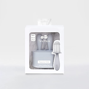 ezpz Tiny Pops (Pewter) - Popsicle Mold Set with Wands for Infants 4 Months + - Two Pack - Baby Essentials - Teething Relief