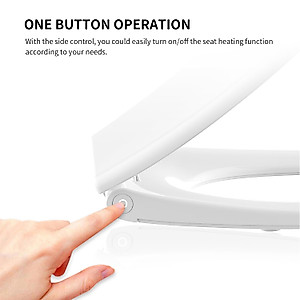 LEIVI Heated Toilet Seat with Built-in Side Control, Lid and Seat Soft Close, Auto Night Light, Easy Installation, Elongated