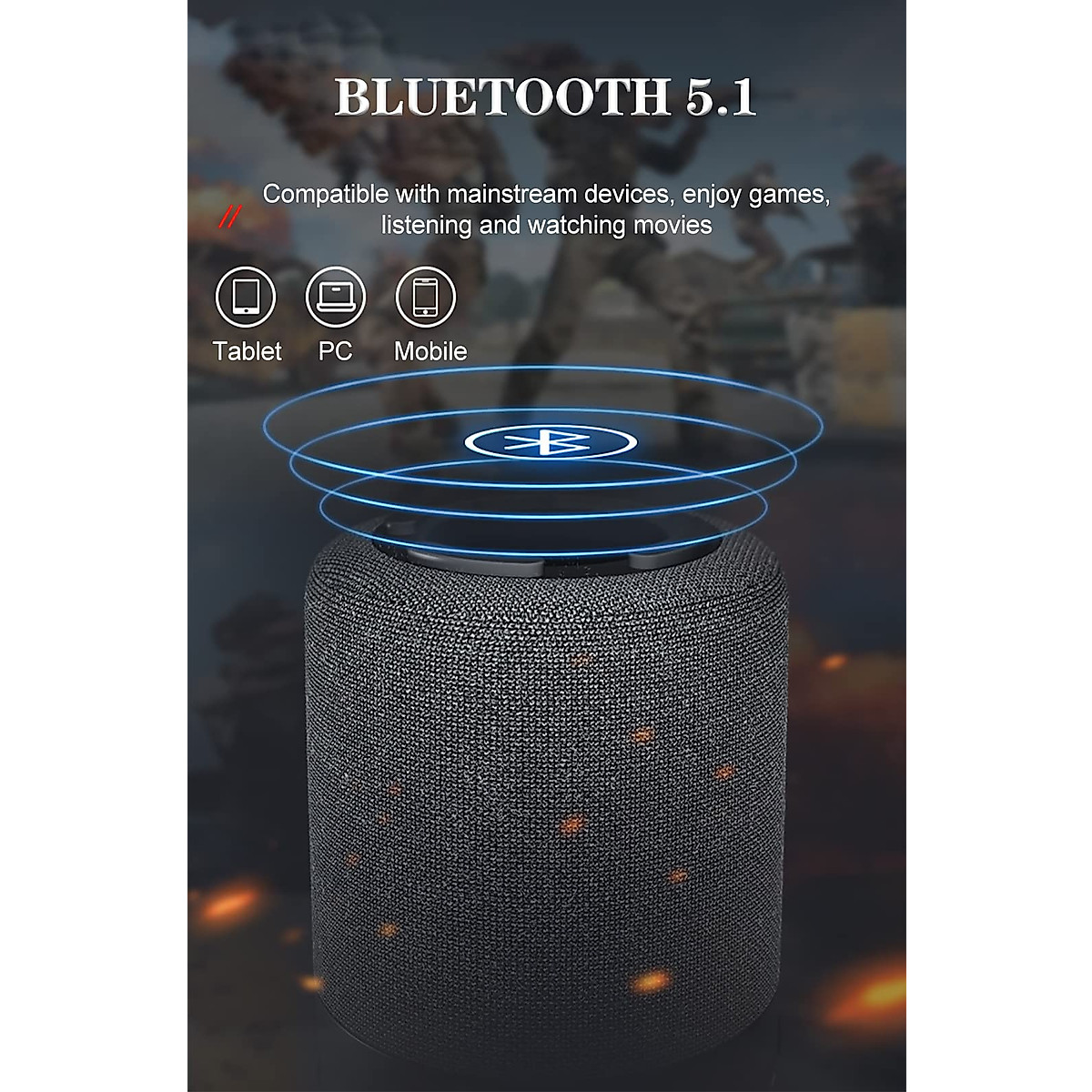 2 in 1 Portable Speakers Bluetooth Wireless Earbuds, 360 Surround Stereo Sound with Microphone, Touch Headset for Home Party Outdoor Travel(Black)