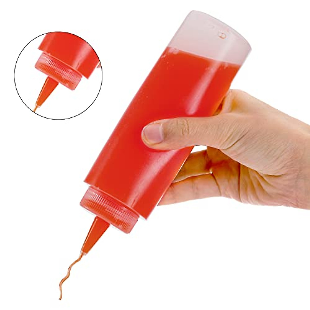 Fasmov 20 Pack 8-ounce Plastic Condiment Squeeze Squirt Bottles, Plastic Squeeze Bottles with Blue Tip Cap for Ketchup, Sauces, Salad Dressings, Crafts and More