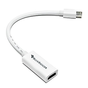 BlueRigger Mini DisplayPort to HDMI Female Adaptor Cable ((Mini DP/Thunderbolt to HDMI Cable) - Compatibe with MacBook Pro/Air - with HD Audio