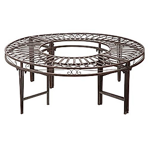 Design Toscano ZJ12063 Roundabout Circular Garden Tree Bench Seat, 47 Inch, Grey