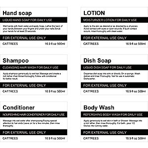 18PCS CATTREES Waterproof Labels for Dispenser Bottles - 3.54" x 2.36" PVC Stickers, Vintage Farmhouse Peel & Stick Labels for Amber Glass & Plastic Bottles - Kitchen Bathroom Hand Soap. (Plastic)