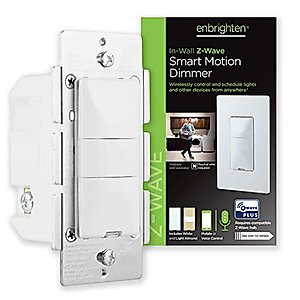 Enbrighten, White & Light Almond, GE Z-Wave Plus Smart Motion Light Dimmer, Works with Alexa, Google Assistant, SmartThings, Wink, Zwave Hub Required, Repeater/Range Extender, 3-Way Compatible, 26933