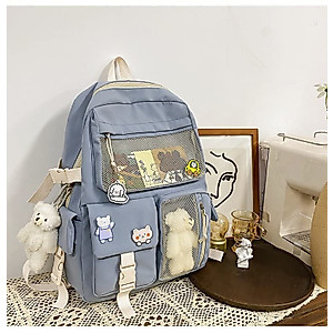 Dearsee Kawaii Backpack with Pins and Accessories, Cute Aesthetic Backpack Aesthetic