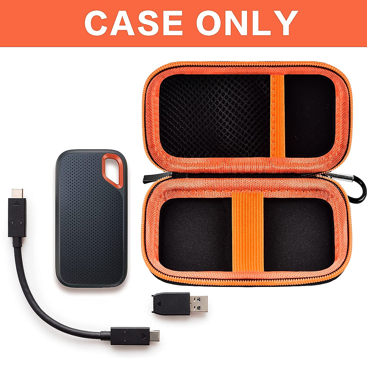 Case Compatible with SanDisk 1TB 2TB 500GB Extreme Portable SSD, Fits for SanDisk PRO External Solid State Drive, Hard Drive Storage Holder for SDSSDE61/ SDSSDE60/ SDSSDE81 (Box Only)(Orange)