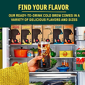 Wandering Bear Straight Black Organic Cold Brew Coffee On-the-Go, Iced Coffee, 11 fl oz, 12 pack - Extra Strong, Smooth, Unsweetened, Shelf-Stable, Ready to Drink