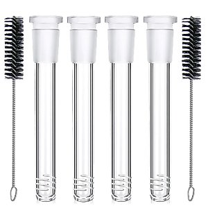 4PCS Scientific Glass Tube Clear Test Tube Down Stem for Science and Lab Experiments with 2 Cleanning Brushes (12CM/4.72INCH)