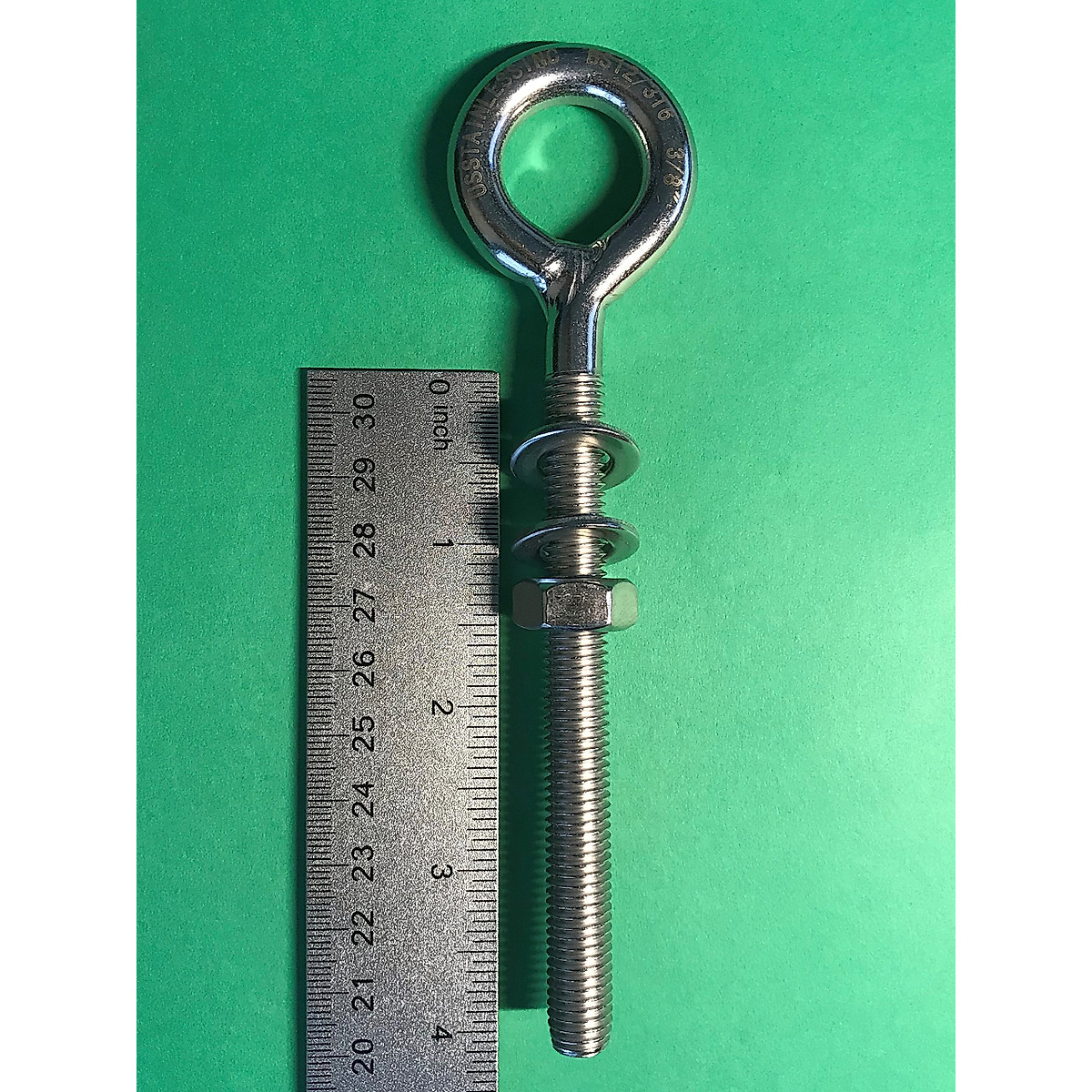 US STAINLESS 2 Pieces Stainless Steel 316 M10 Eye Bolt 10mm x 100mm (3/8" x 4") Marine Grade Pitch of 1.5