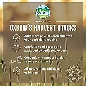 Oxbow Animal Health Harvest Hay Stacks - Western Timothy Hay with Chamomile - All Natural Hay for Rabbits, Guinea Pigs, Chinchillas, Hamsters & Gerbils - 35 oz.