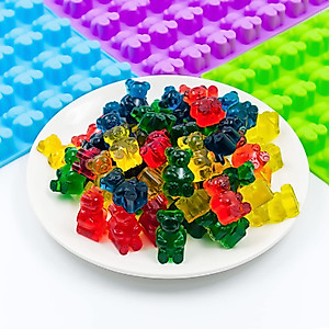 Large Gummy Bear Mold Candy Molds, Non-Stick Silicone Gummy Chocolate Molds BPA Free with 3 Droppers, Set of 3