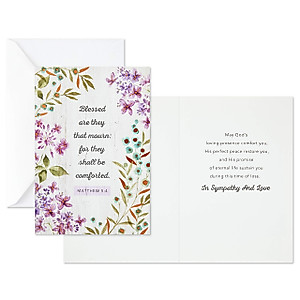 DaySpring Assorted Religious Sympathy Cards, Floral Wreaths (12 Cards with Envelopes)