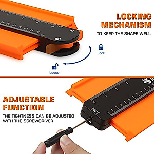 JOREST Contour Gauge Profile Tool 10 Inch With Lock, Gift For Father Men Carpenter Grandpa, Outline Duplicator For Irregular Shape, Template Tool For Woodworking/DIY/Tile Laying/Flooring/Carpet
