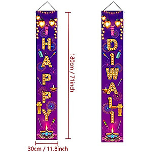 Happy Diwali Hanging Banner Party Decoration Supplies - Festival of Light Diwali Porch Sign Banner Flag Outdoor Decorations