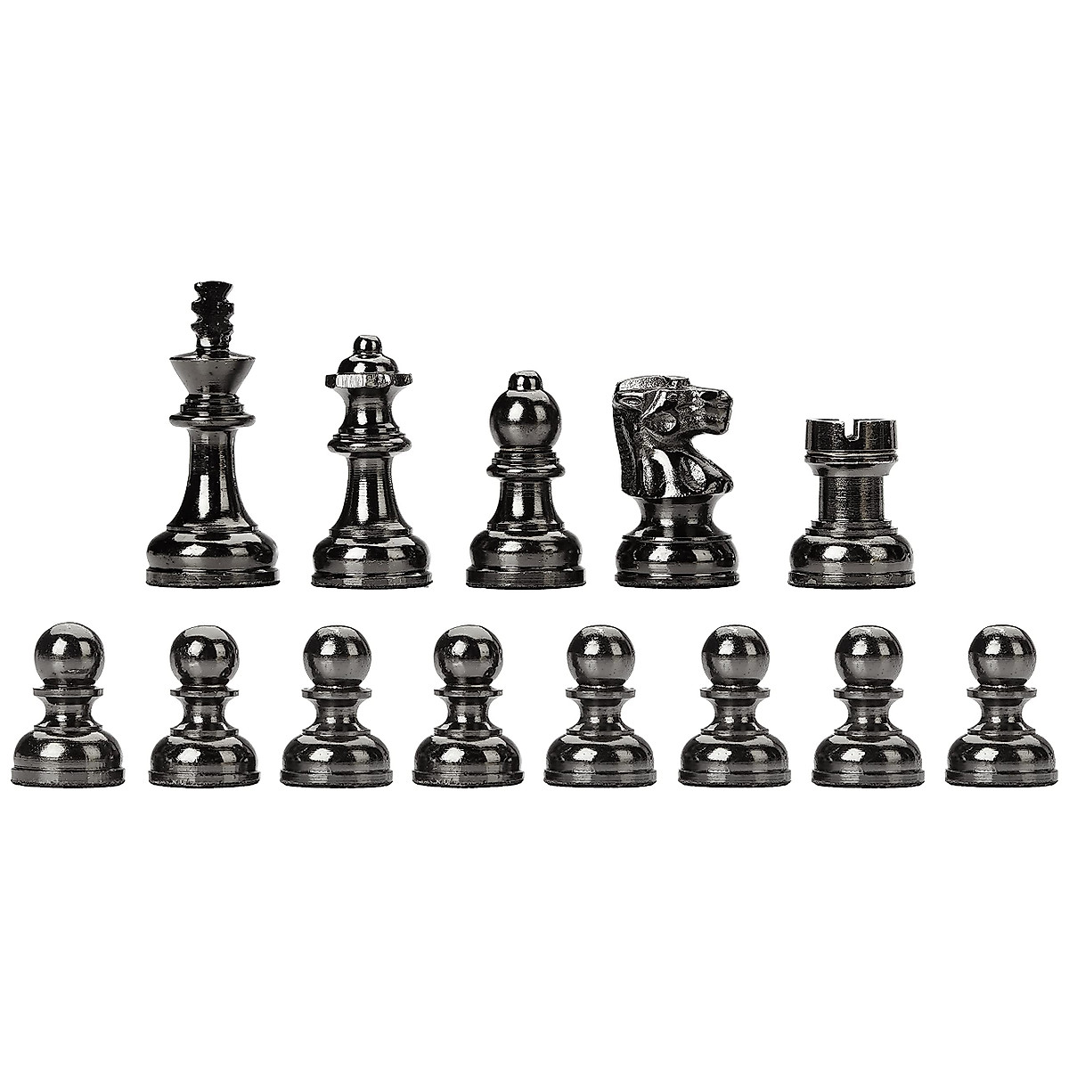 IWIS GLOBAL Chess Pieces Only No Board, 32 Large Quadruple Weighted Metal Chess Pieces with 2 Extra Queen, 2.6” King Heavy Piece, Chrome Silver-Metallic Black in Unique Gift Storage Box