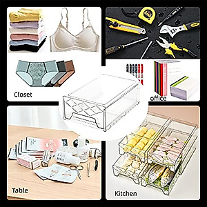 BuonHucs Pantry Organization and Storage, Refrigerator Organizer Bins, Fridge Pull-Out Drawer Containers, Stackable Storage Bins for Kitchen, Cabinet, Closet, Bathroom (2 PACK, 12.6"L x 8"W x 4.4"H)