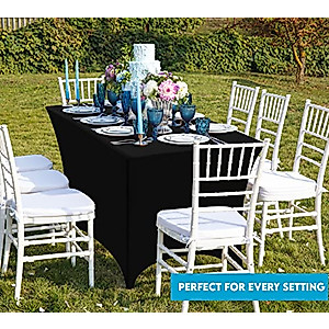 Utopia Kitchen Spandex Tablecloth 2 Pack [4FT, Black] Tight, Fitted, Washable and Wrinkle Resistant Stretch Rectangular Patio Table Cover for Event, Wedding, Banquet & Parties [48Lx30Wx30H Inch]
