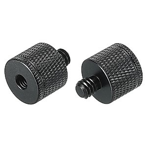 MECCANIXITY Mic Stand Adapter M5 Female to 1/4 Male Camera Screw Thread Adapter for Microphone Tripod Stand Black 2 Pack