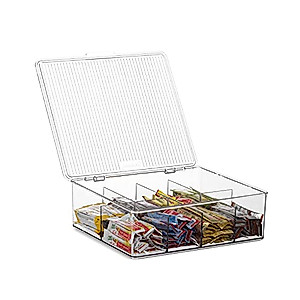 2 Pack Large Stackable Plastic Tea Bag Organizer - Storage Bin Box for Kitchen Cabinets, Countertops, Pantry - Holds Beverage Bags, Cups, Pods, Packets, Condiment Accessories Holder