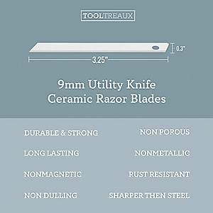 ToolTreaux 10-Pack Snap-off 9mm Utility Knife Ceramic Razor Blades, Ultra Sharp Craft Supplies