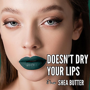 Mynena Dark Green Long-Lasting Matte Liquid Lipstick | Intense Color, Smudge-Proof & Waterproof | Comfortable, Hydrating Shea Butter | Vegan & Cruelty-Free | Jocelyne