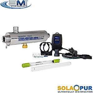 APPLIED MEMBRANES INC. Solapur Ultraviolet Water Purifier UV Sterilizer Filter for Point of Use Drinking Water Purification | 2 GPM | Helios Series UV-SPH-2