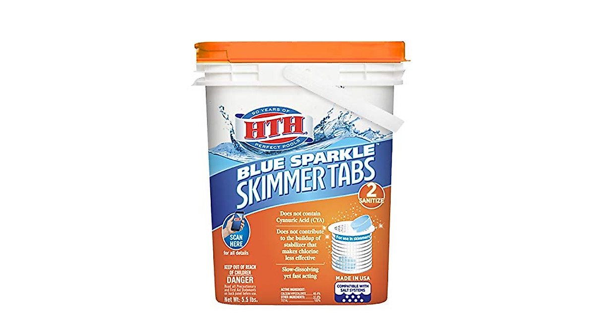 HTH Blue Sparkle Skimmer Tabs Pool Sanitizer | 5.5 lbs