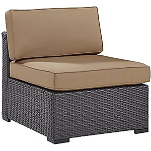 Crosley Furniture KO70125BR-MO Biscayne Outdoor Wicker Armless Chair with Mocha Cushions - Brown