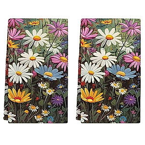 Big buy store Kitchen Towels Set of 2 Flower Blossom Dish Towels and Dishcloths Sets Decorative Tea Towel Butterfly Floral Absorbent Hand Towels for Kitchen Drying Bathroom Decor Gift 18x28 Inch