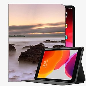 Wugao iPad Pro 12.9 Case 5th/4th/3rd Generation Case 2021 2020 2018 PU Leather with Pencil Holder,Architecture Lighthouse Auto Wake/Sleep Feature Standing Cover