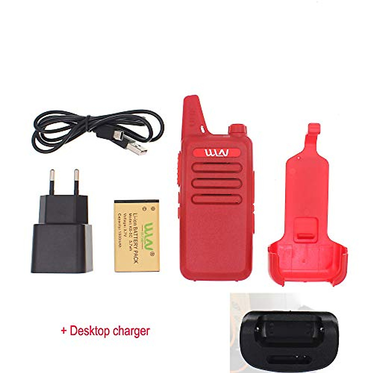 Mini Hand-held 2 Way Radio WLN KD-C1 Portable Walkie Talkie UHF400-470MHz Red Color+ Desktop Charger
