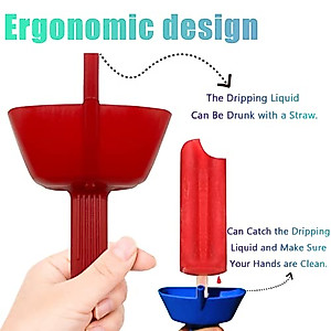 Drip Free Popsicle Holder,Set of 4 Reusable Popcical Holder,Mess Free Frozen Treats Holder with Straw Popsicle Holder for Kids