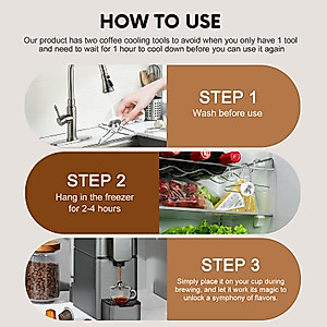 Wiszou 2pcs Espresso Coffee Cooler with Reusable Ice Coffee Steel Balls - Unlock the True Flavors, Also Ideal Tool for Bourbon, Scotch, and Cocktails, Stainless Steel Chilling Ball