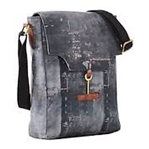 Mona B. Recycled, Upcycled Vintage Canvas Collection with Vegan Leather Trim Keyed-Crossbody