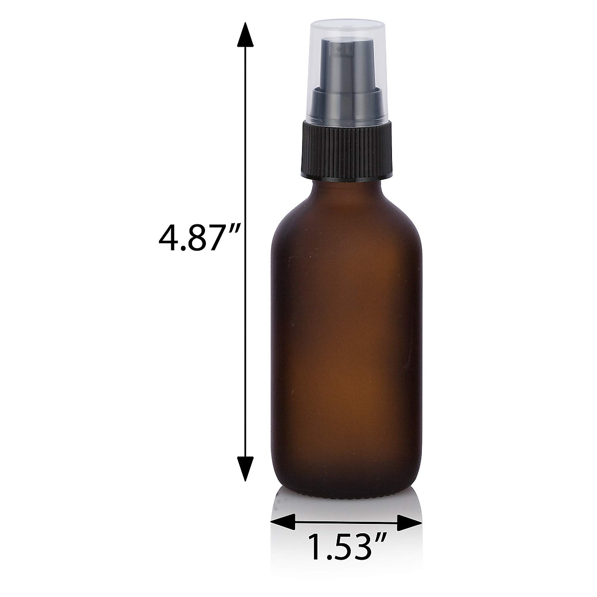 JUVITUS 2 oz Frosted Amber Glass Boston Round Bottle Black Treatment Pump (6 pack) + Funnel