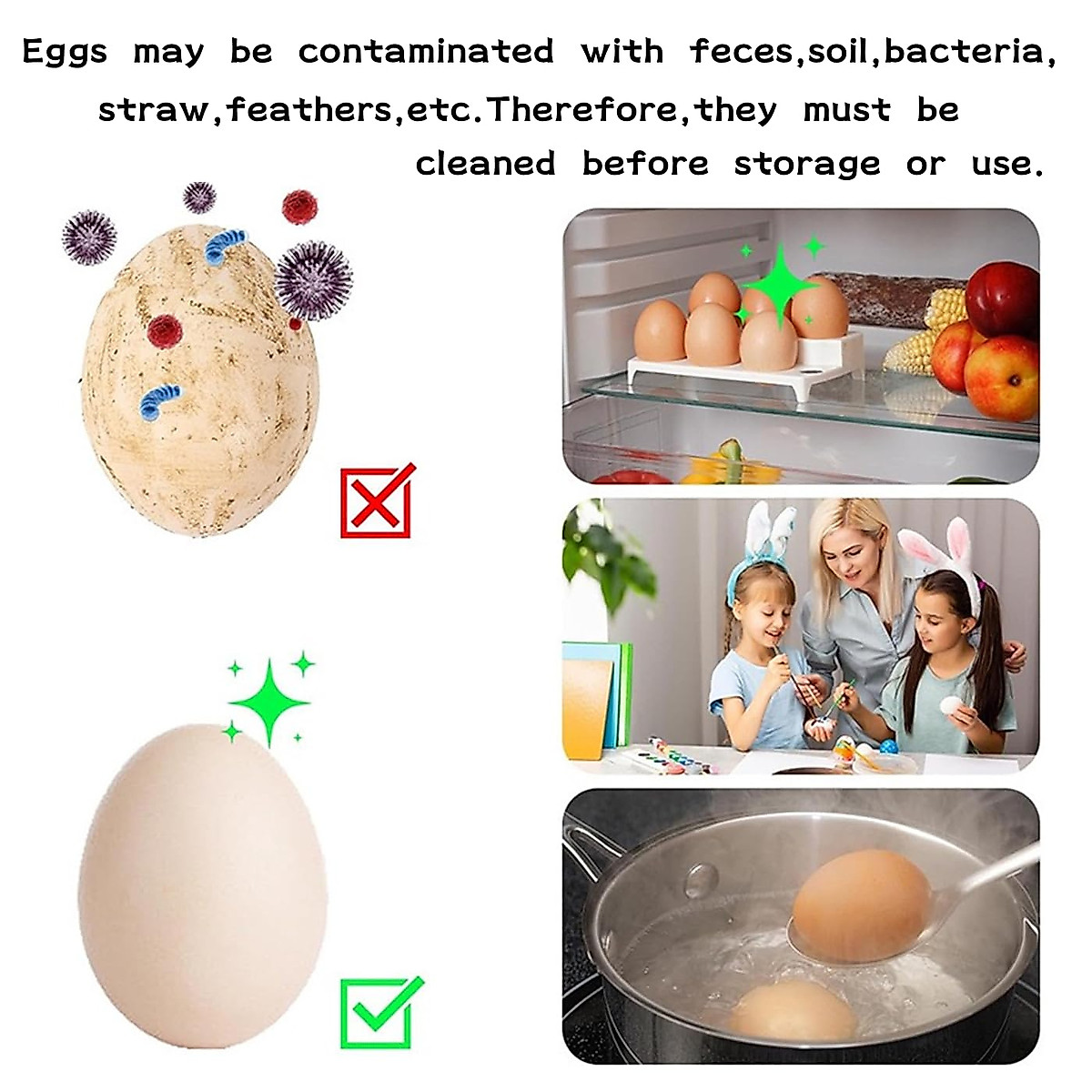 2Pack Fresh Egg Brush Cleaner, Egg Cleaner for Fresh Eggs,Egg Washer for Fresh Eggs,Cleaning Tools for Egg Washer (White+Eggcolor）