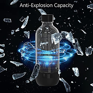 Mycket Soda Maker Bottles, Carbonating Bottles, 1L BPA Free Reusable PET Sparkling Water Bottles for Soda Machine, 2 Pack, Black+White