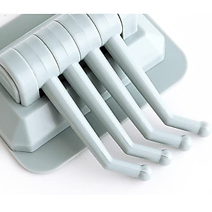 Fineget Wall Hooks for Hanging Towel Adhesive Bathroom Kitchen Hooks 4 Rotatable Arms Rectangle Sticky Hooks Grey 2 Pairs