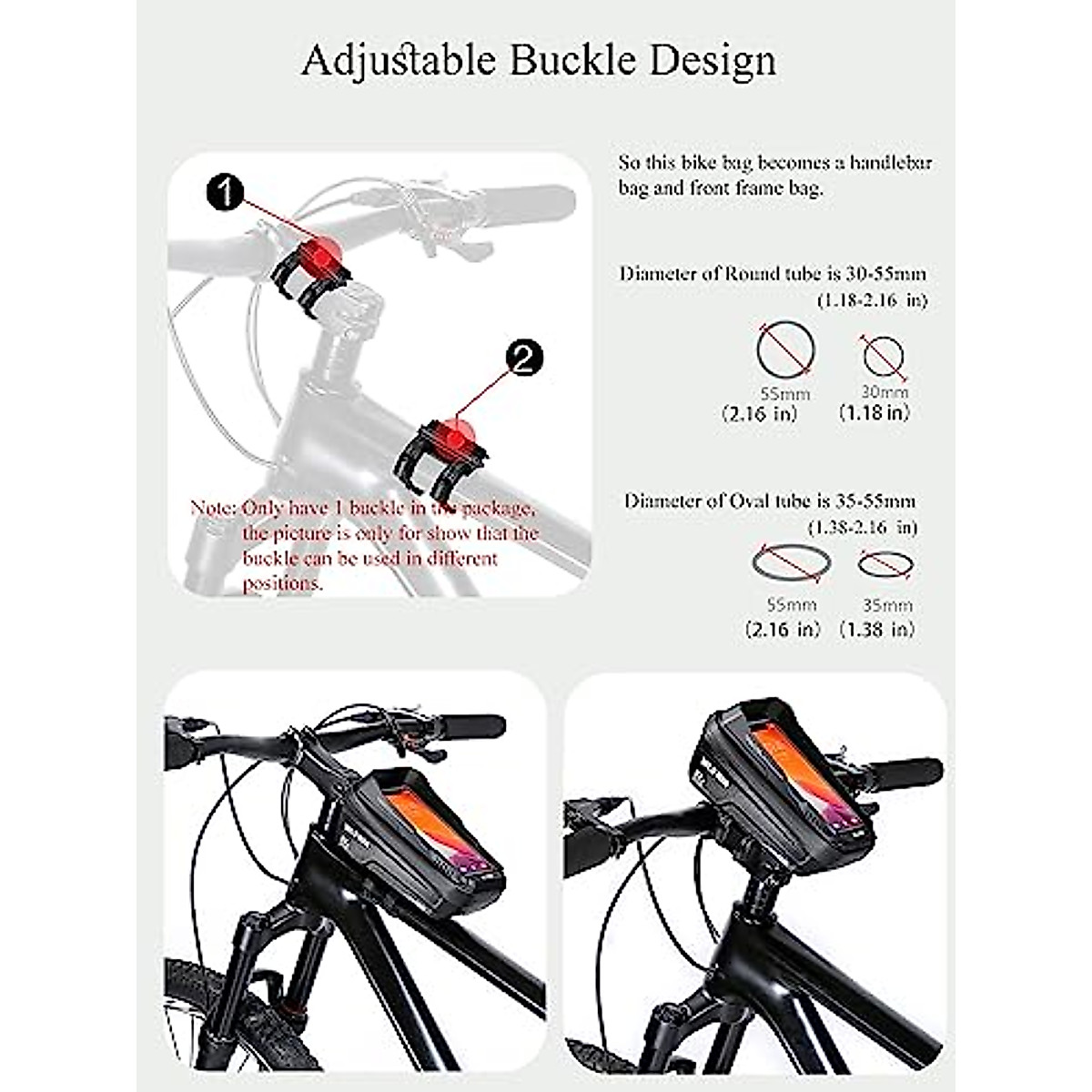 WILD MAN Bike Bag, Bicycle Bike Accessories for Cycling Biking, Bicycle Bike Phone Holder Mount Bag, Bike Bag for Bicycles, Mountain Bike Accessories for Adult Bikes for Cell Phone Under 6.7"