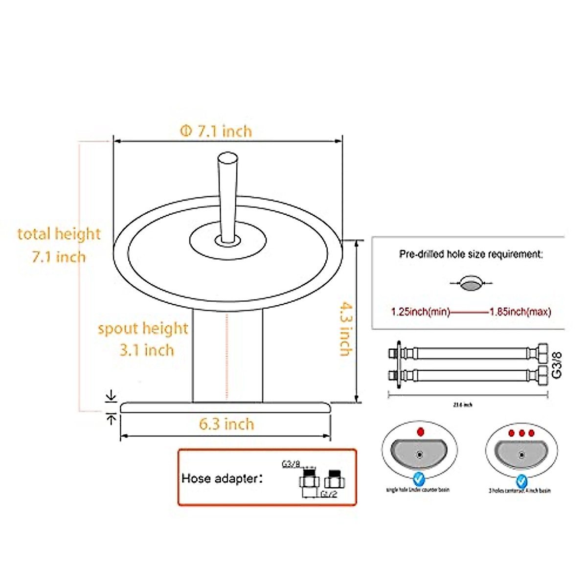 Bathroom Faucet Black Glass Waterfall Spout Single Handle 360° Swivel Solid Brass Bath Basin Lavatory Sink Vanity Faucet One or 3 Hole Commercial with Deck Plate